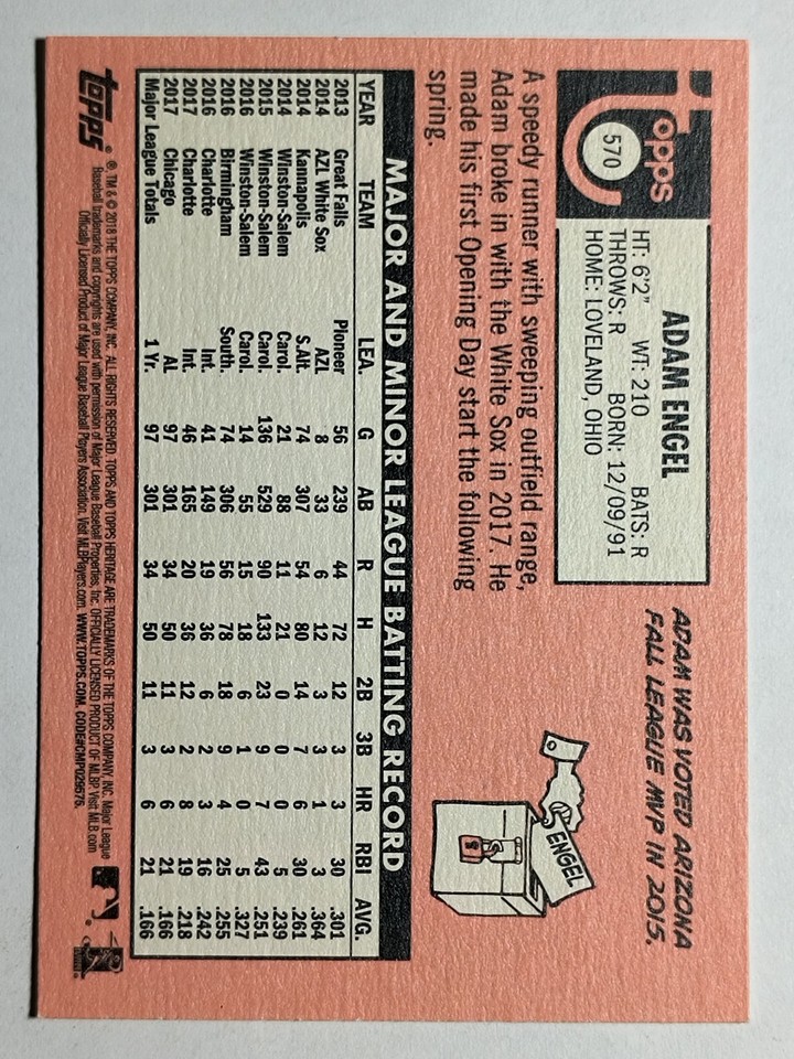 2018 Topps Heritage #570 Adam Engel | eBay