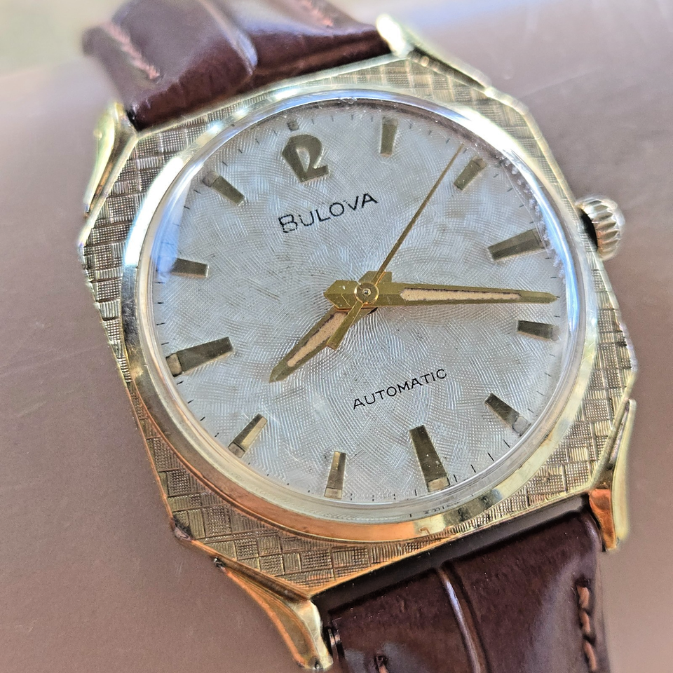 Vintage BULOVA Clipper "F" men's automatic watch Art case Snowflake ...