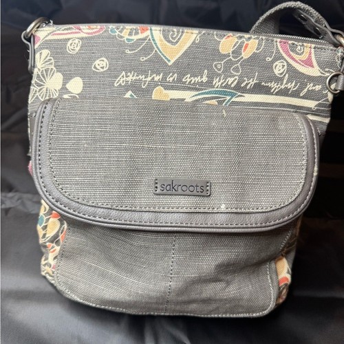 Sakroots Gray Crossbody Bag with Floral Accents | eBay