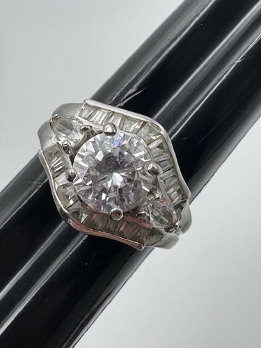 Ladies FAS 925 Sterling Silver White CZ Engagement Ring | eBay