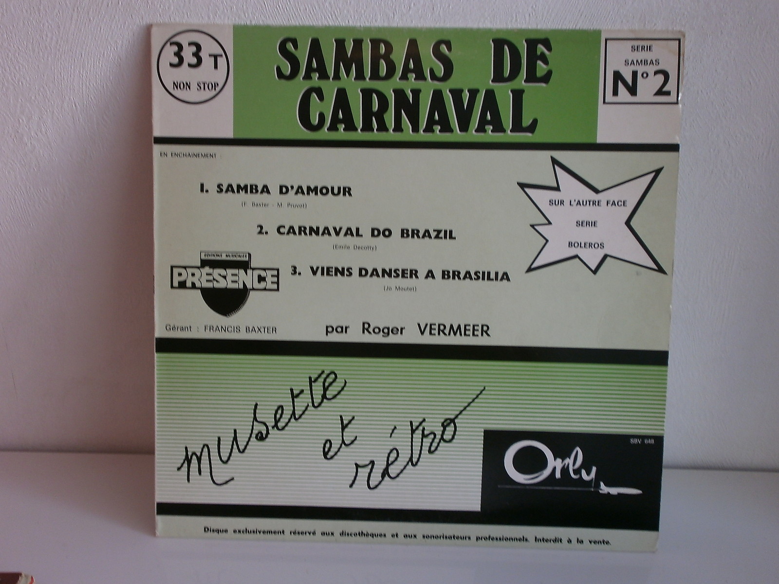ROBERT VERMEER Sambas de carnaval Sambas N°2 Musette et retro ORLY SBV ...