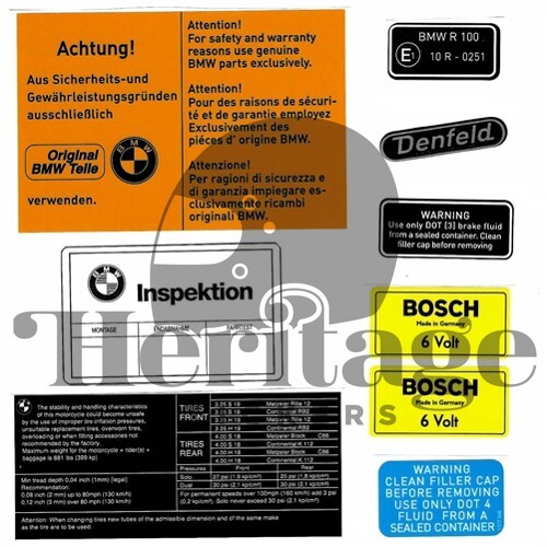 Warning Sticker Kit for BMW R100/7 / Heritage Stickers | eBay