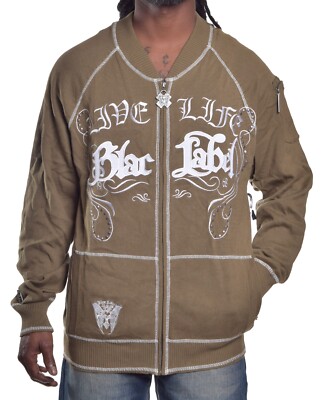 Blac Label Premium Mens Olive Green Zip Up Sweater Jacket XL Y2K | eBay