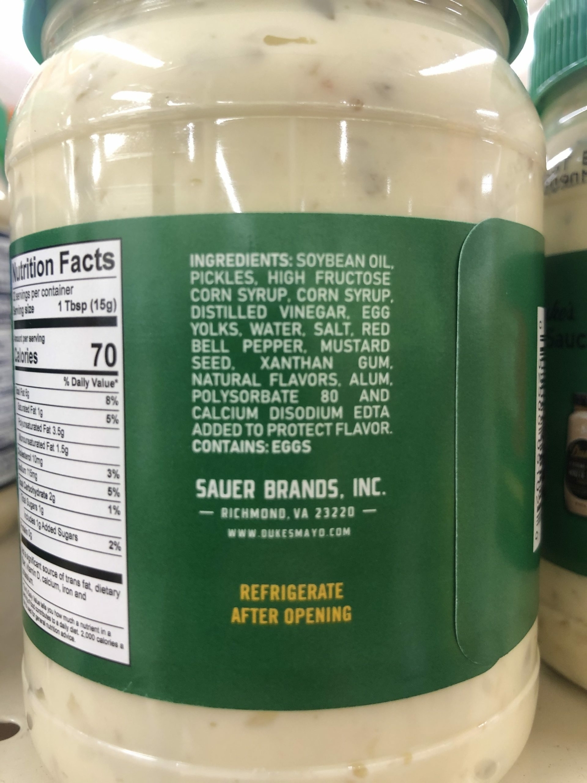 Duke's Sandwich Relish 16 oz. Jar Mayonnaise Dukes Mayo Spread Burger ...