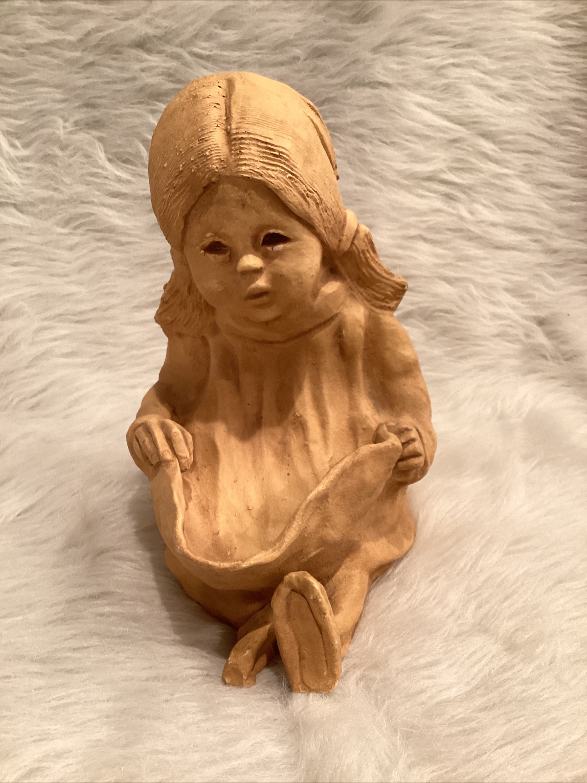 Vintage 1996 Dave Grossman Ann Entis Signed Clay Girl Holding Dress ...