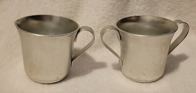 Set Of 2 Color Craft Metal Cups With Handles 3" Tall Silver | eBay