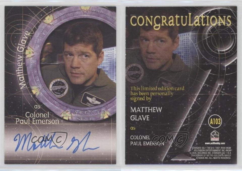 2008 Stargate SG-1 Season 10 Matthew Glave as Colonel Paul Emerson Auto d8k | eBay