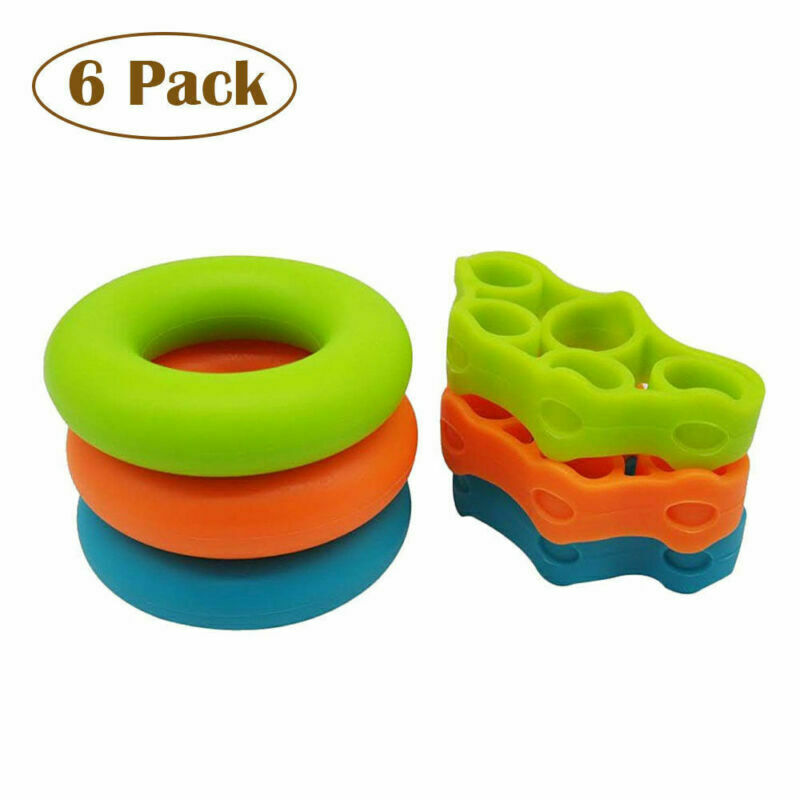 Finger Hand Grip Ring Workout Kit 6 Pack Finger Hand Exerciser Strength ...