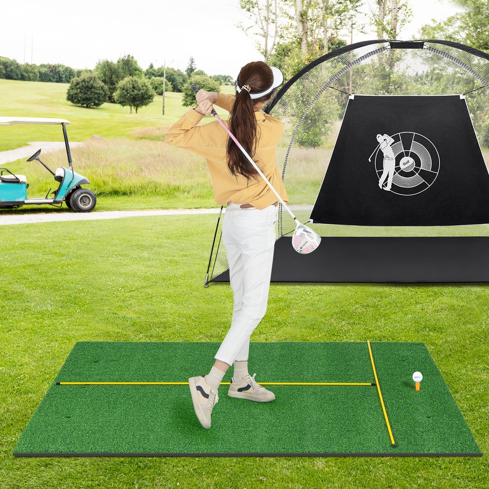 Golf Practice Hitting Mat Premium Turf w/2 Tees & Alignment Sticks 5 x ...