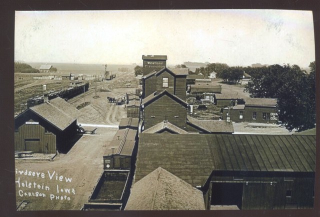 REAL PHOTO HOLSTEIN IOWA IA. RAILROAD DEPOT TRAIN STATION POSTCARD COPY ...