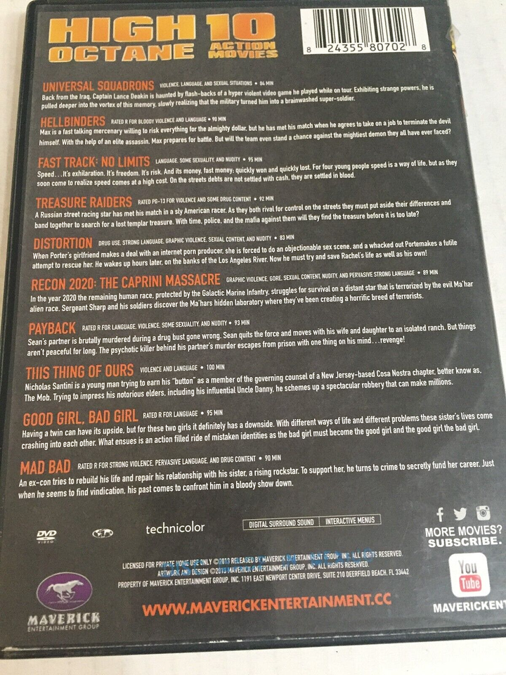 High Octane 10 Action Movies DVD Ships Free Same Day With Tracking | eBay