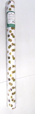 HALLMARK 200 SQ FT CHRISTMAS FOIL GIFT WRAPPING PAPER GOLD Circle METAL ...