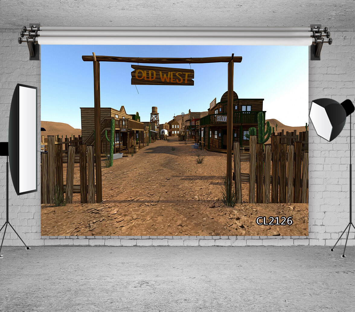 Old West Backdrop Western World Cowboy Town Background Photography ...