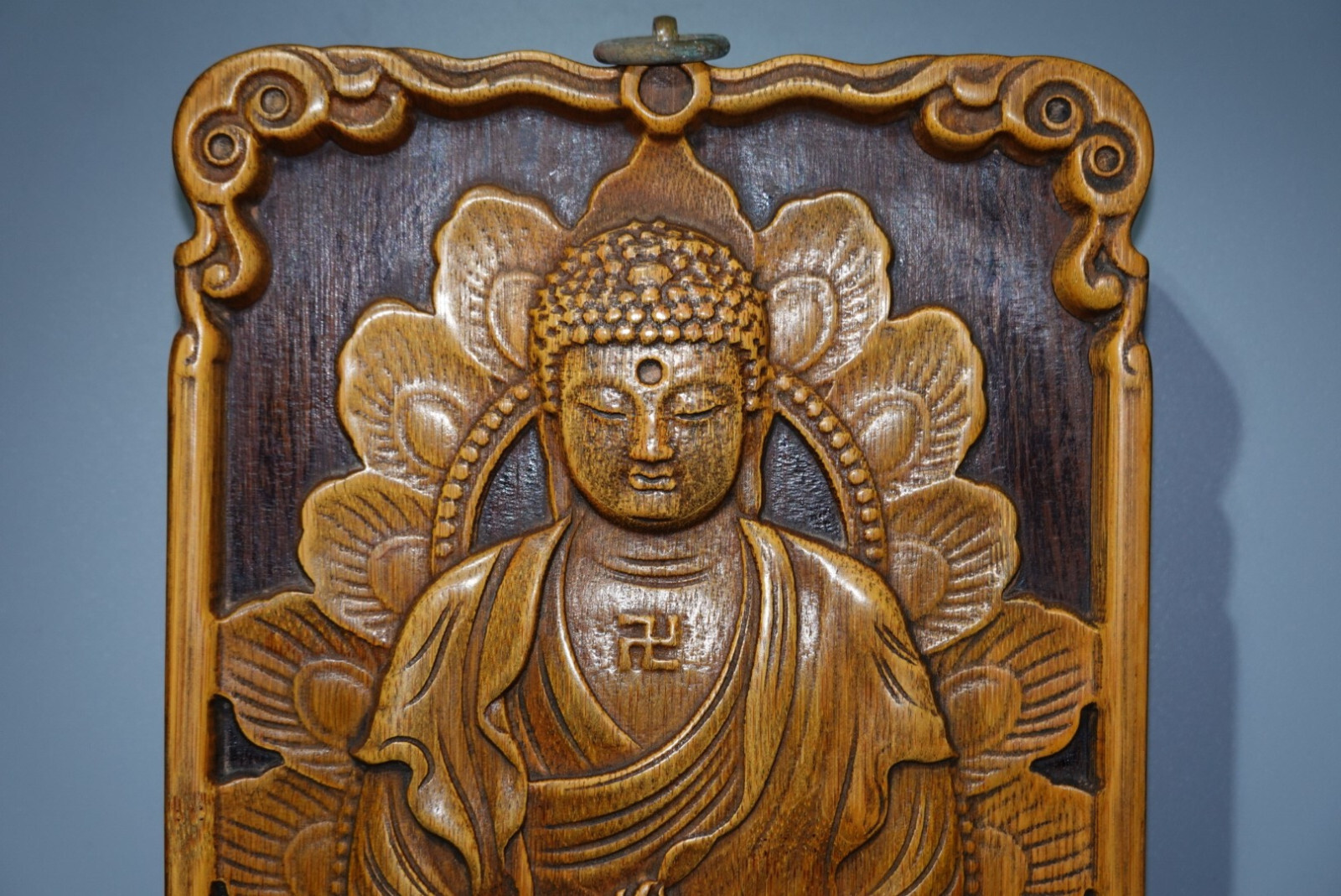Old Tibetan rosewood inlaid with bamboo yellow Buddha emblem | eBay