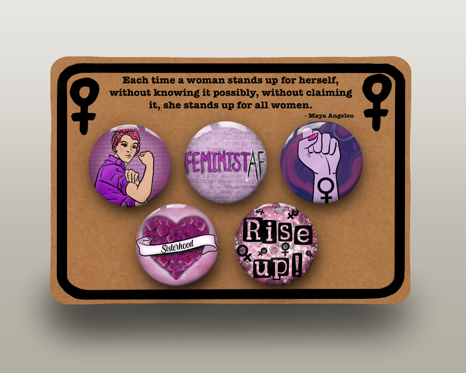 Feminist Pin Badge Button Set - Set of 5 32mm feminism slogan badges ...