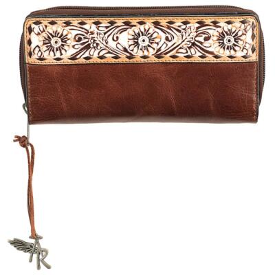 Angel Ranch Western Womens Wallet Leather Buck Lace Stitch Brown ...