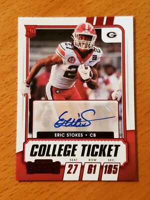 2021 Contenders Draft Red #279 Eric Stokes Georgia Packers Rookie Auto ...
