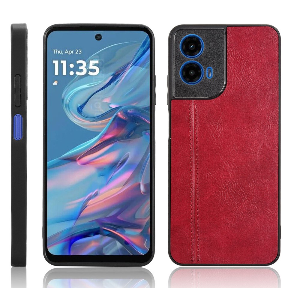 For Motorola Moto G45 5G, Luxury Retro Hybrid PU Leather Soft Rubber ...