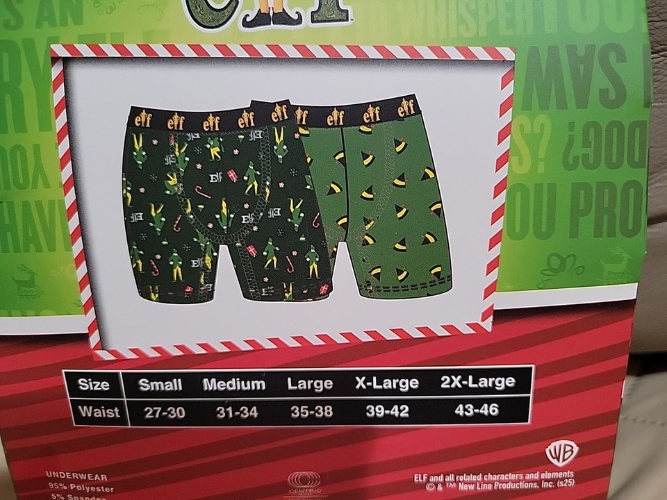 Briefly Stated Disney ELF Christmas Boxer Briefs Size XL | eBay
