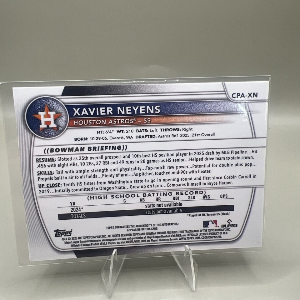 2025 Bowman Draft - Xavier Neyens 1st Bowman Red X-Fractor Auto - 5/5 ...