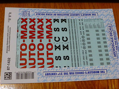 Microscale Decal HO #87-1432 Arkansas Oklahoma (AOK) & CSX AutoMax ...