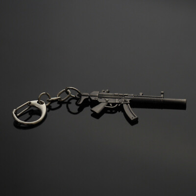 MP5 Keychain Rifle Machine Gun Model Metal Keyring Key Ring Chain Black ...