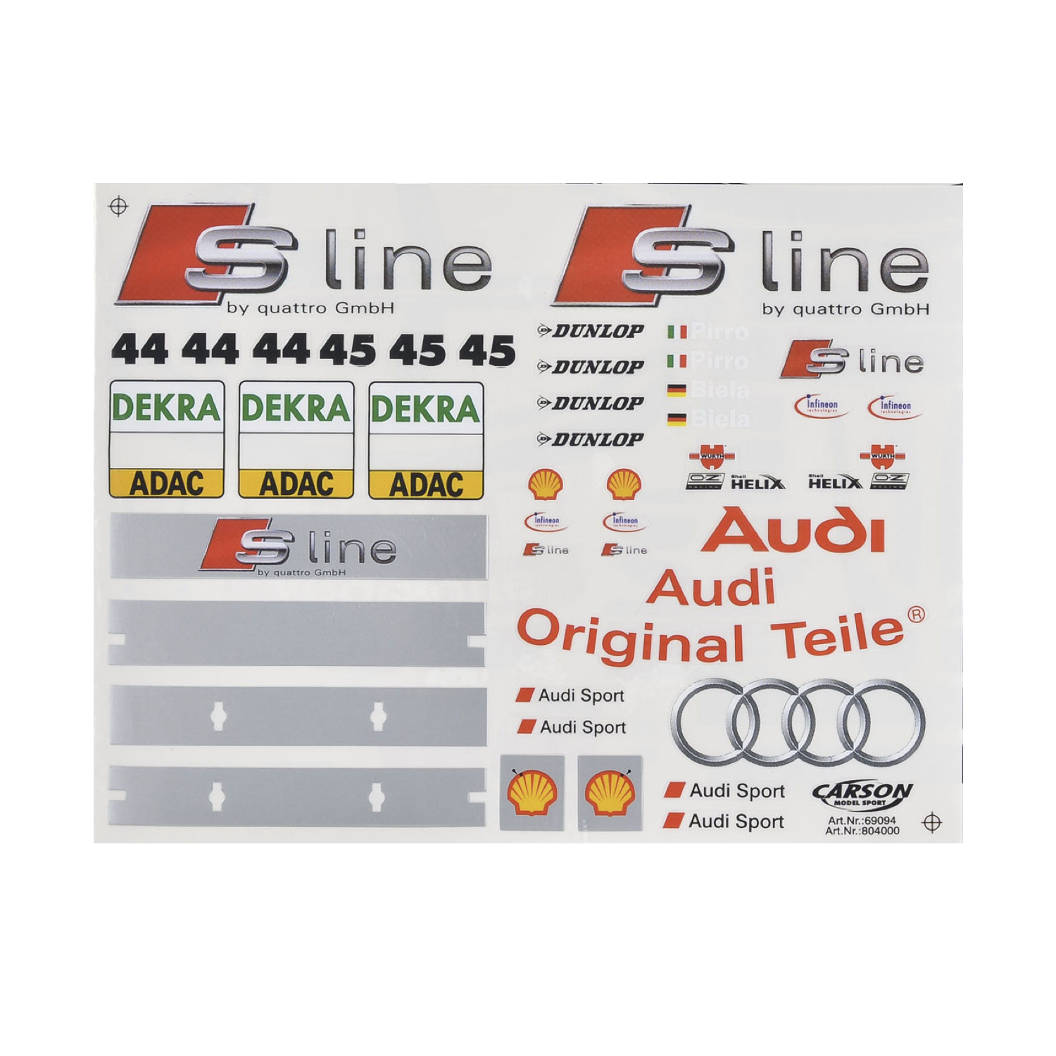 Decal sheet 1:10 Audi A4 S-Line DTM2004 Audi Sport Sponsor Sticker ...