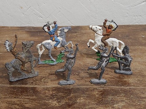Lot Of 6 Vintage Lead Indian Figures Native Americans Wild West Horses ...