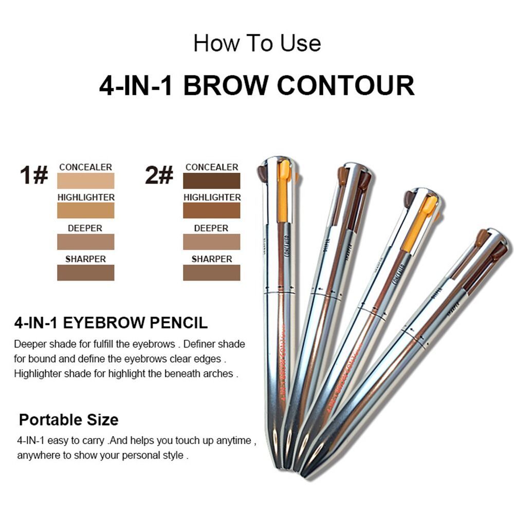 Brow Pen Eyebrow Contour Pen Eyebrow Enhancers Easy to Wear 4 In 1 ...