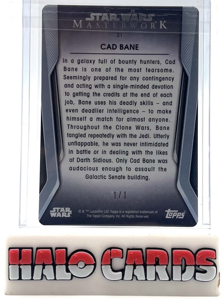 1/1 PRINTING PLATE PACK FRESH 2021 STAR WARS MASTERWORK #21 CAD BANE | eBay