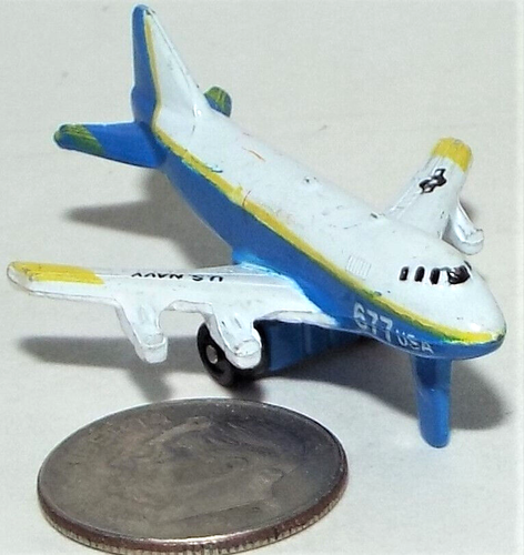 Very Small Micro Machine Boeing 747 Jet Aircraft marked US Navy 677 USA ...