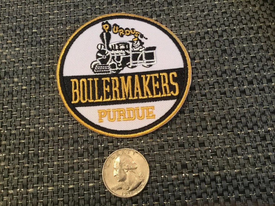 PURDUE UNIVERSITY BOILERMAKERS vintage iron on embroidered patch 3" x 3 ...