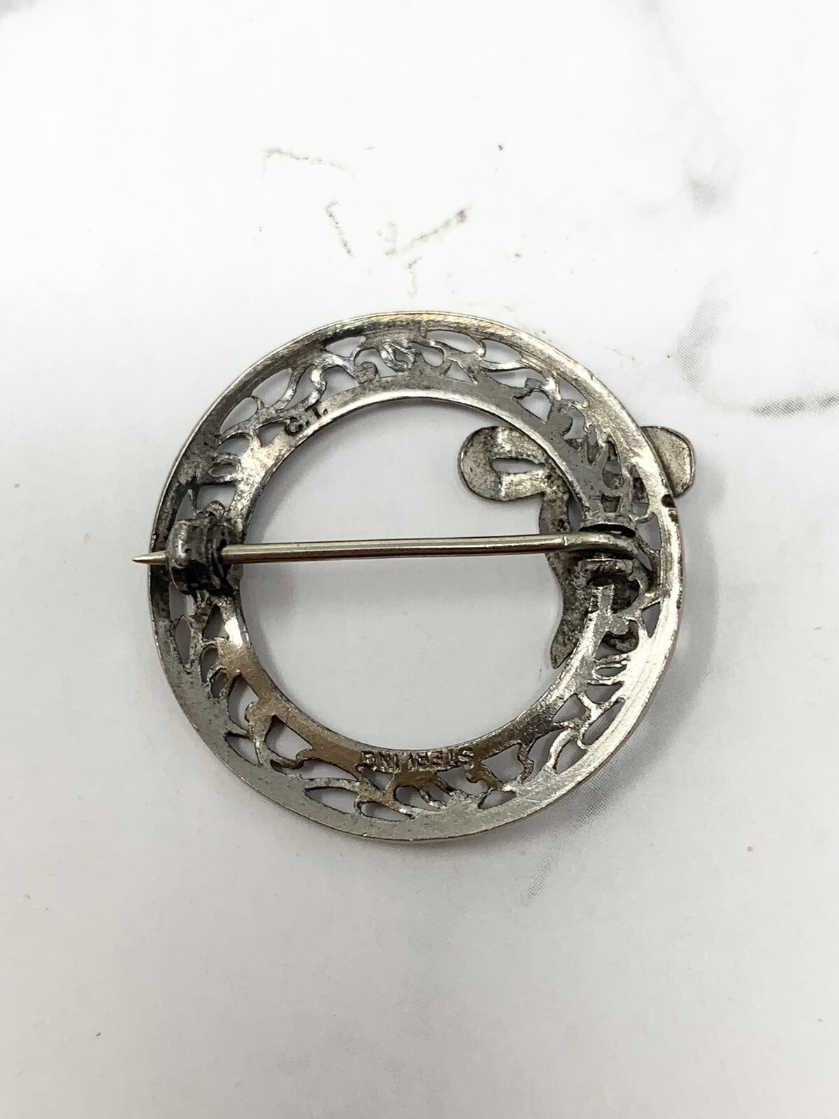 Antique Sterling Silver Wreath Brooch And Sterling Ar… - Gem