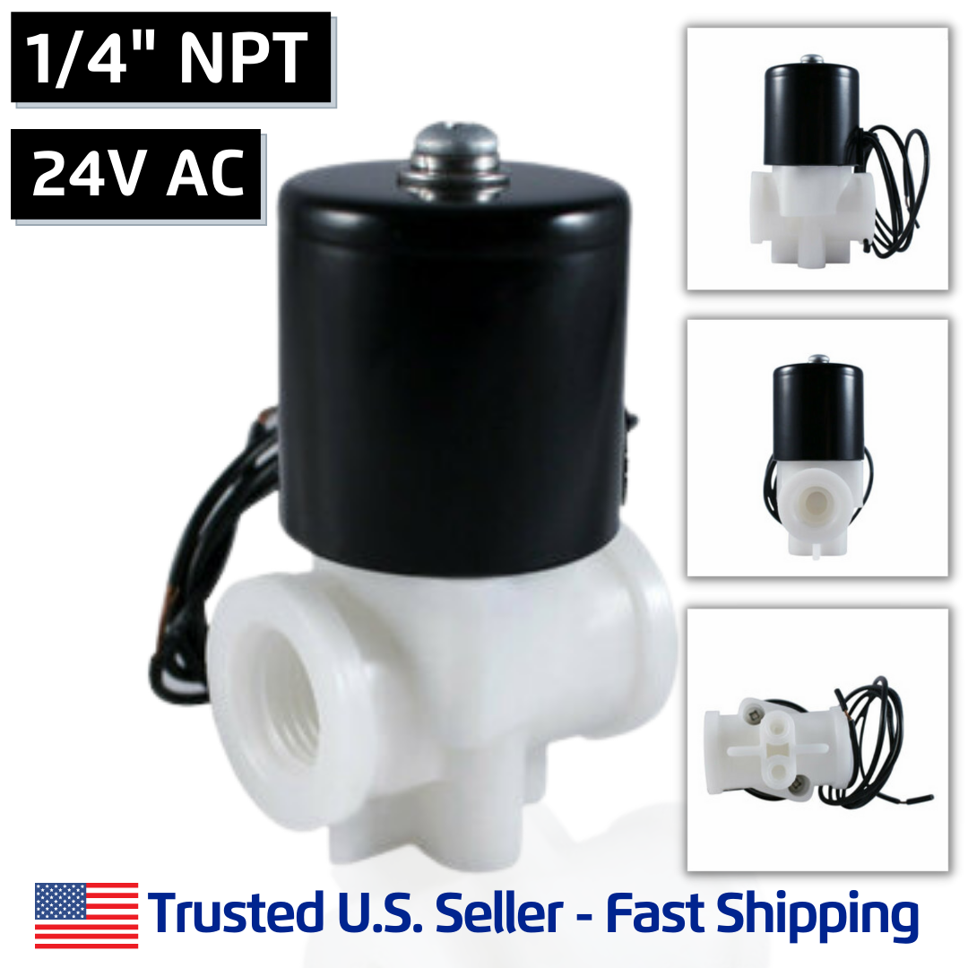 1/4" 24V AC Plastic Electric Solenoid Valve Water Air R/O 24 VAC - FREE ...