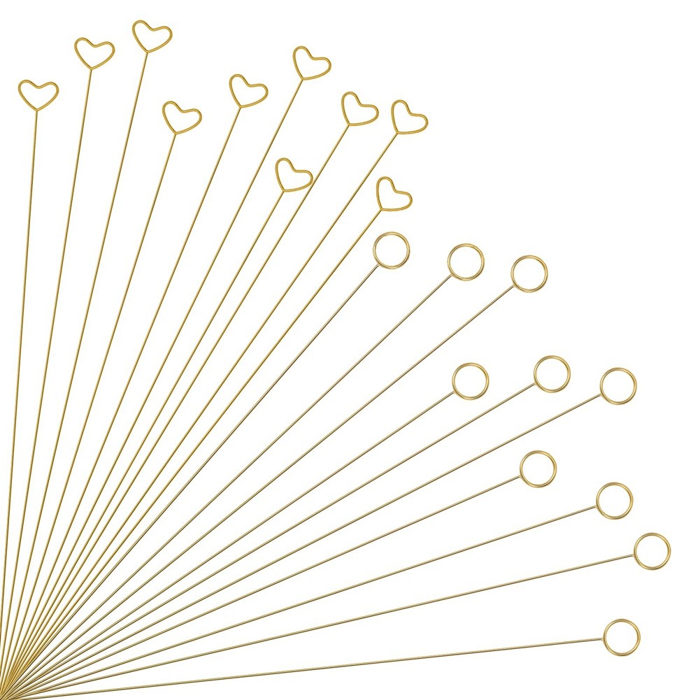 Gold Flower Card Holder Sticks, 12 Inch Metal Wire Floral Picks ...