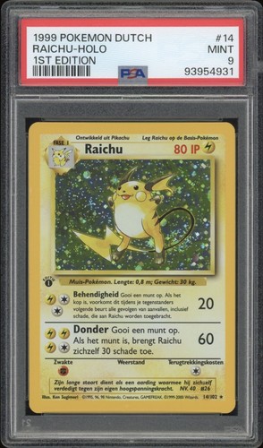 1999 Pokemon DUTCH 1st Edition Base Set Raichu Holo 14/102 PSA 9 MINT ...