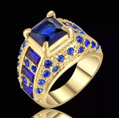Size 6 sapphire Big Stone Engagment Ring 10KT Yellow Gold Filled ...