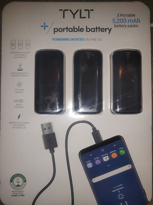 x3 TYLT 5200mAh Power Bank Portable Charger External Battery Pack ...