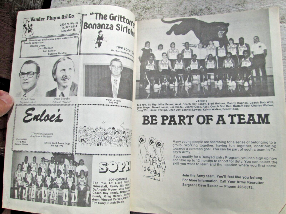 Decatur Illinois Eisenhower High School Basketball Program 1980-1981 | eBay