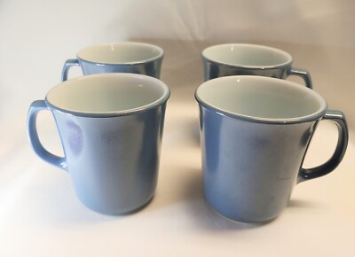 Pyrex Vintage Slate Blue D Handle Coffee Mugs Cups 8 Ounce Lot Of Four ...