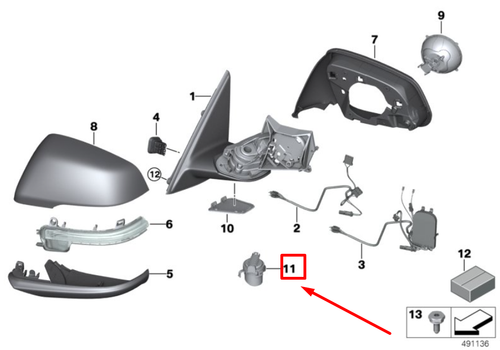 BMW X1 F48 Front Left Outside Mirror Light Module 9492513 51169492513 ...