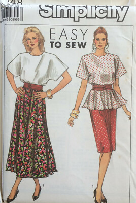 1989 Simplicity 1 or 2 Piece Dress +Cummerbund Pattern 9148 SZ 14-20 ...