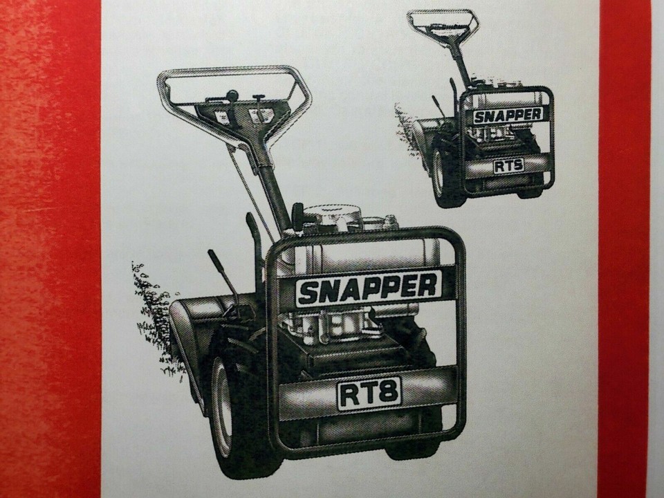 Snapper RT5 RT8 Series Rear Tine Tiller Service Manual #07023 7/85 | eBay