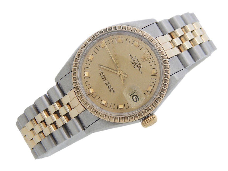 Vintage Rolex Date Mens Stainless Steel Yellow Gold 1505 Watch w ...