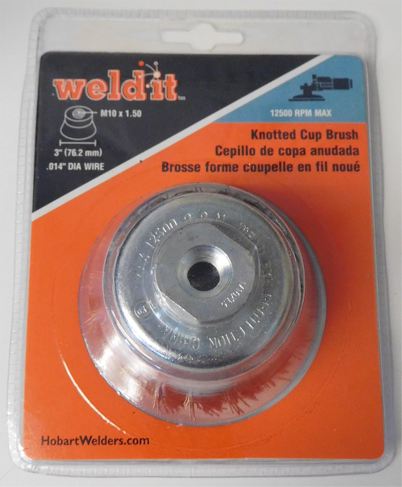 Hobart 770382 3" Knotted Cup Brush M10 x 1.50 .014 Dia Wire | eBay