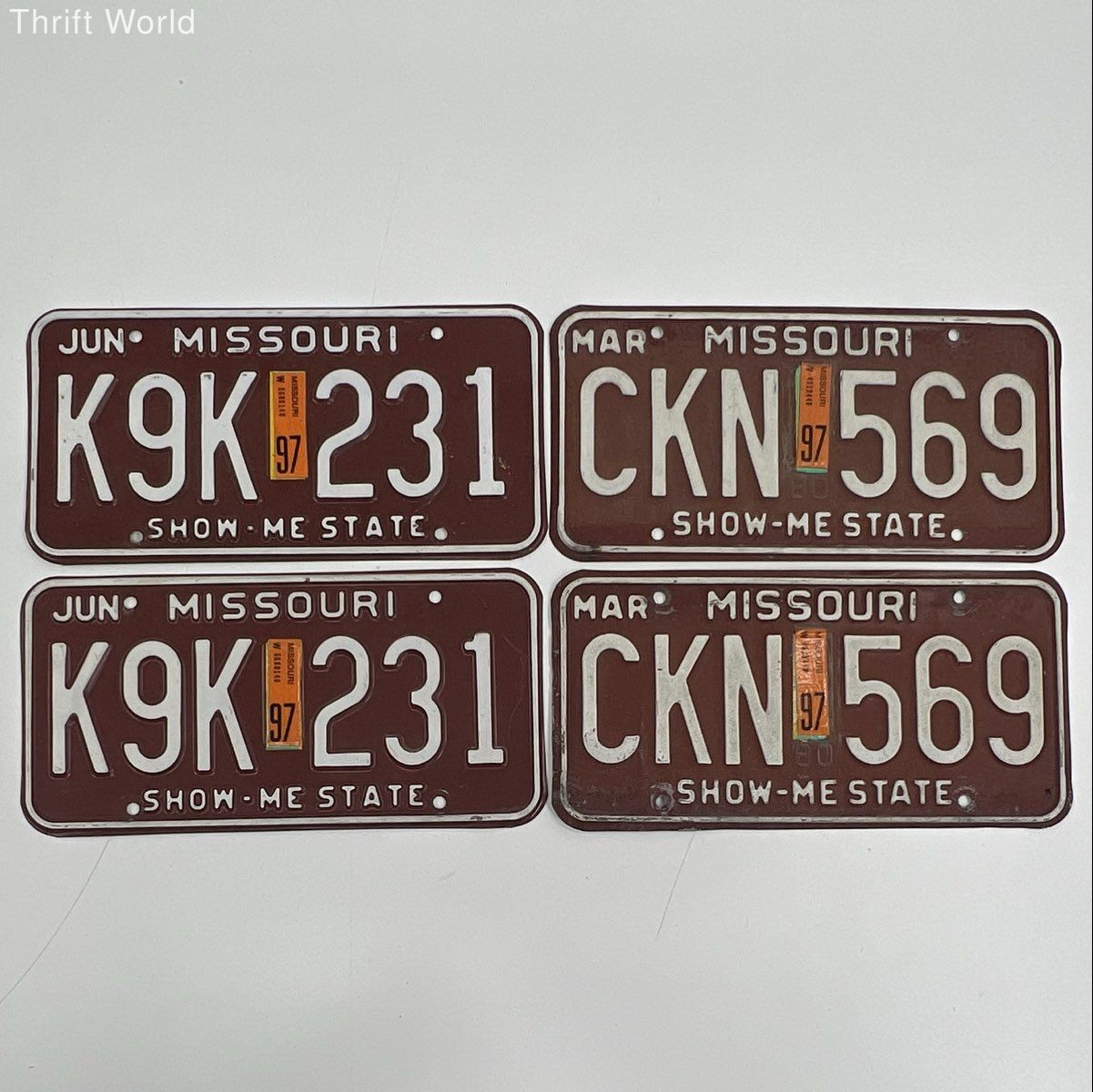 1997 Missouri License Plate Lot of 4 Two Matched Pairs Vintage Show-Me ...
