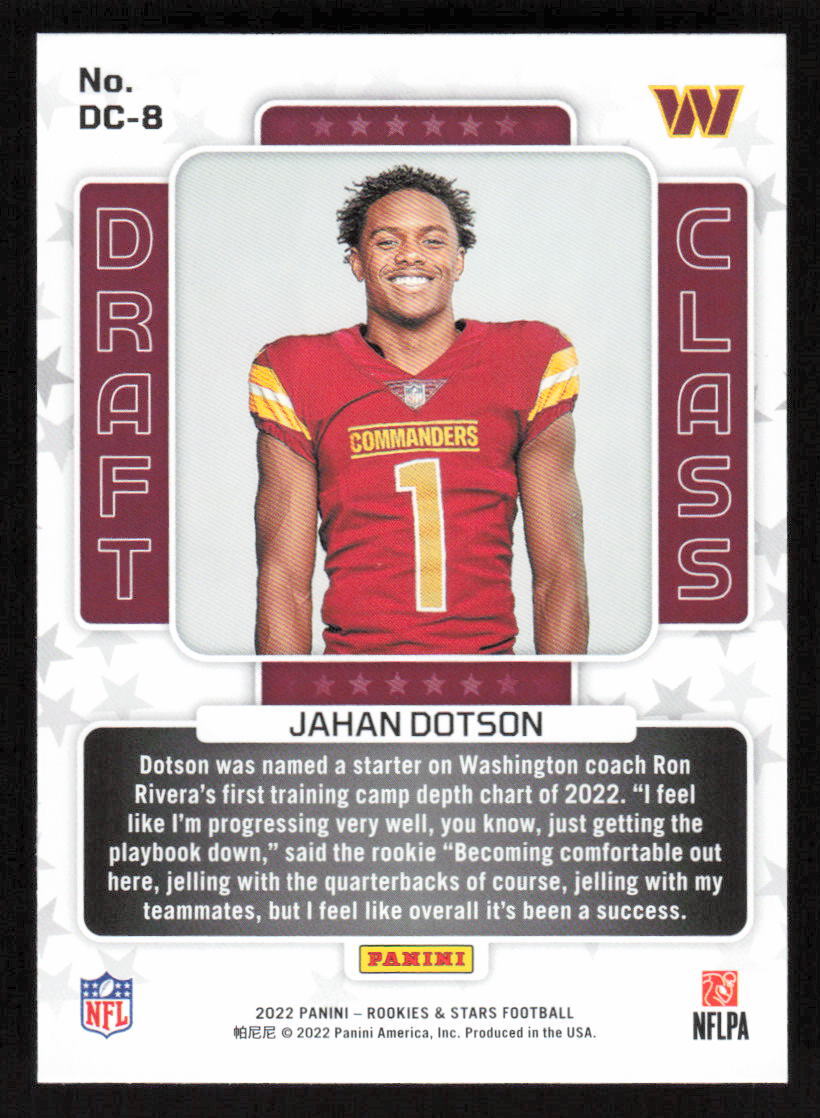 2022 Panini Rookies & Stars #DC-8 Jahan Dotson Draft Class Washington ...