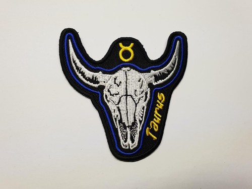 TAURUS Biker Patch Sew Iron on Vest EVIL DEAD ZODIAC HOROSCOPE SKULL | eBay