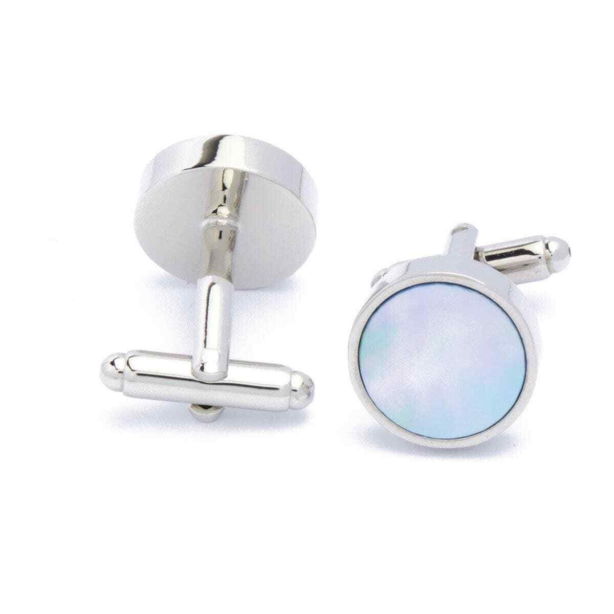 Cufflinks - Round Silver with Blue Mother of Pearl | eBay