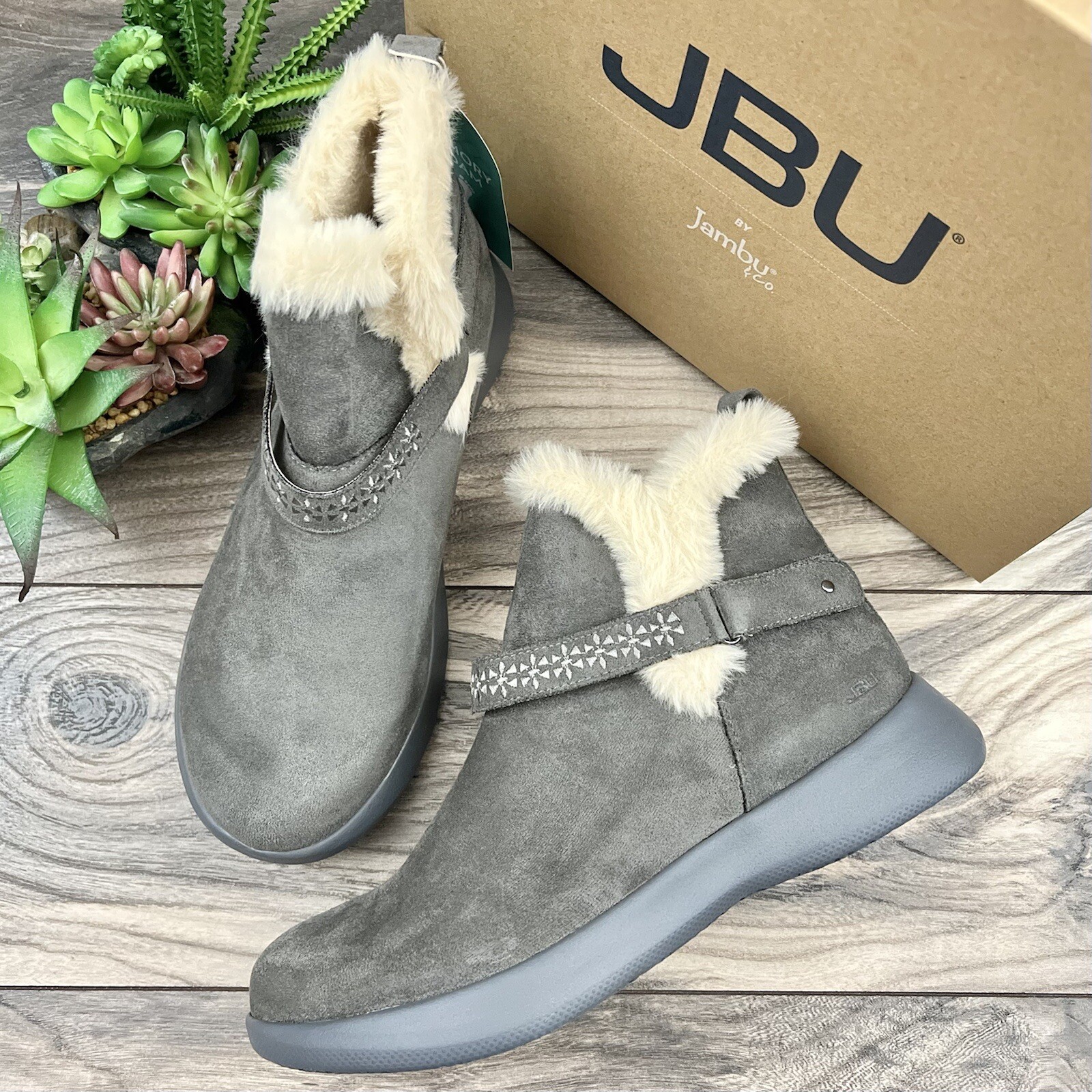NIB JBU Jambu Nordic Faux Fur Lined Ankle Boots Bootie Grey 8M 39 | eBay